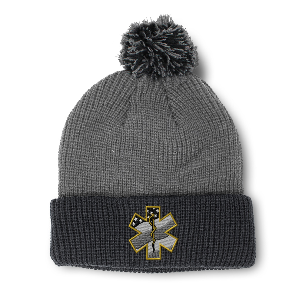 Pom Pom Beanies for Women Paramedic Emt Embroidery Winter Hats for Men ...
