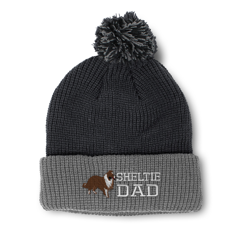 Pom Pom Beanies for Women Shetland Sheepdog Sheltie Dad Embroidery ...