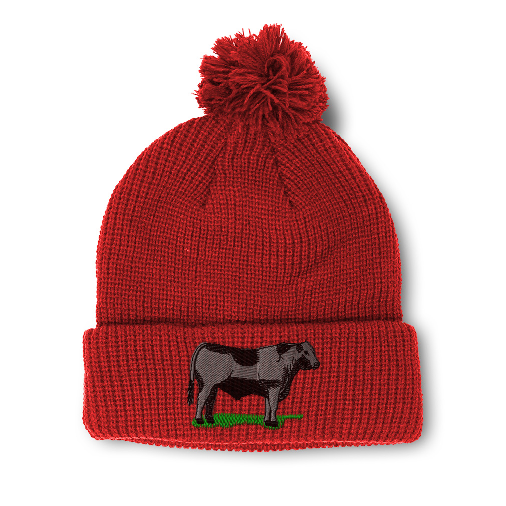 Pom Pom Beanies for Women Western Farm Animal Cow Cattle Angus Bull ...