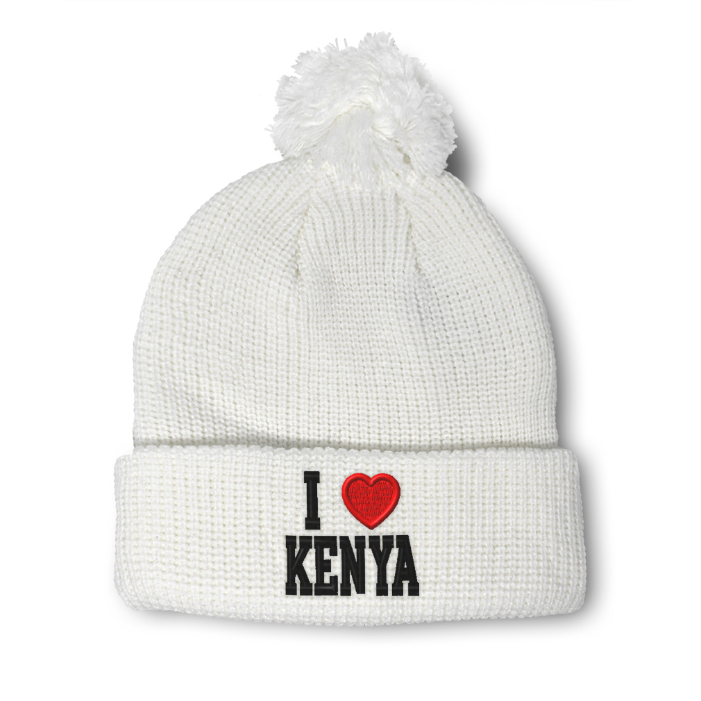 Pom Pom Beanies for Women I Love Kenya Winter Hats for Men Acrylic ...