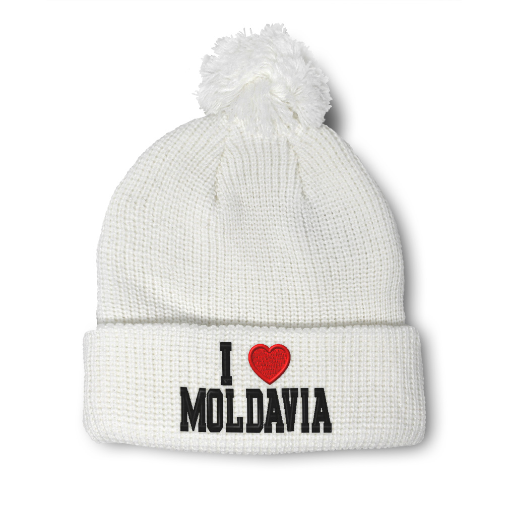 Pom Pom Beanies for Women I Love Moldova Winter Hats for Men Acrylic ...