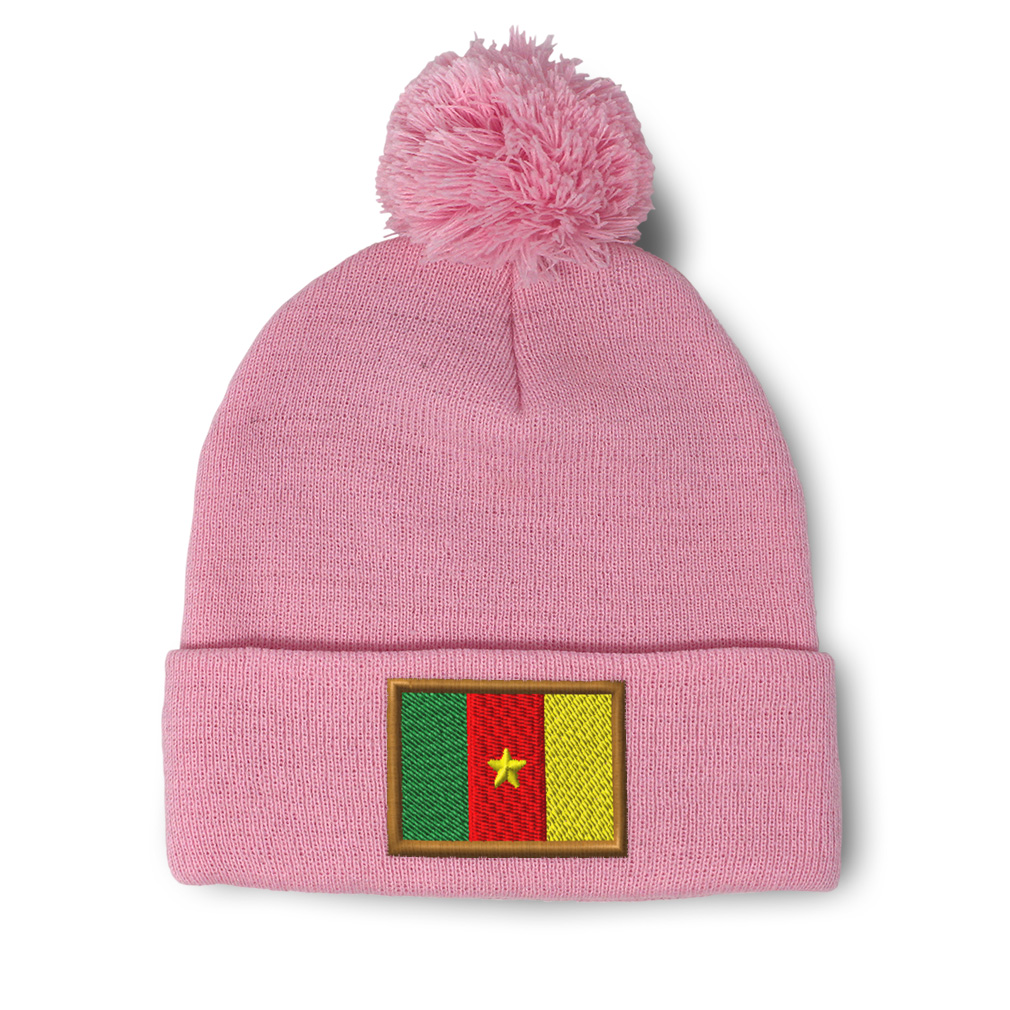 Pom Pom Beanies for Women Cameroon Embroidery Winter Hats for Men Skull ...