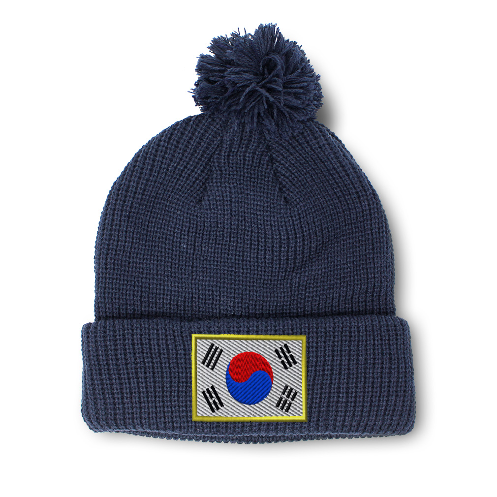 Pom Pom Beanies for Women South Korea Embroidery Winter Hats for Men ...