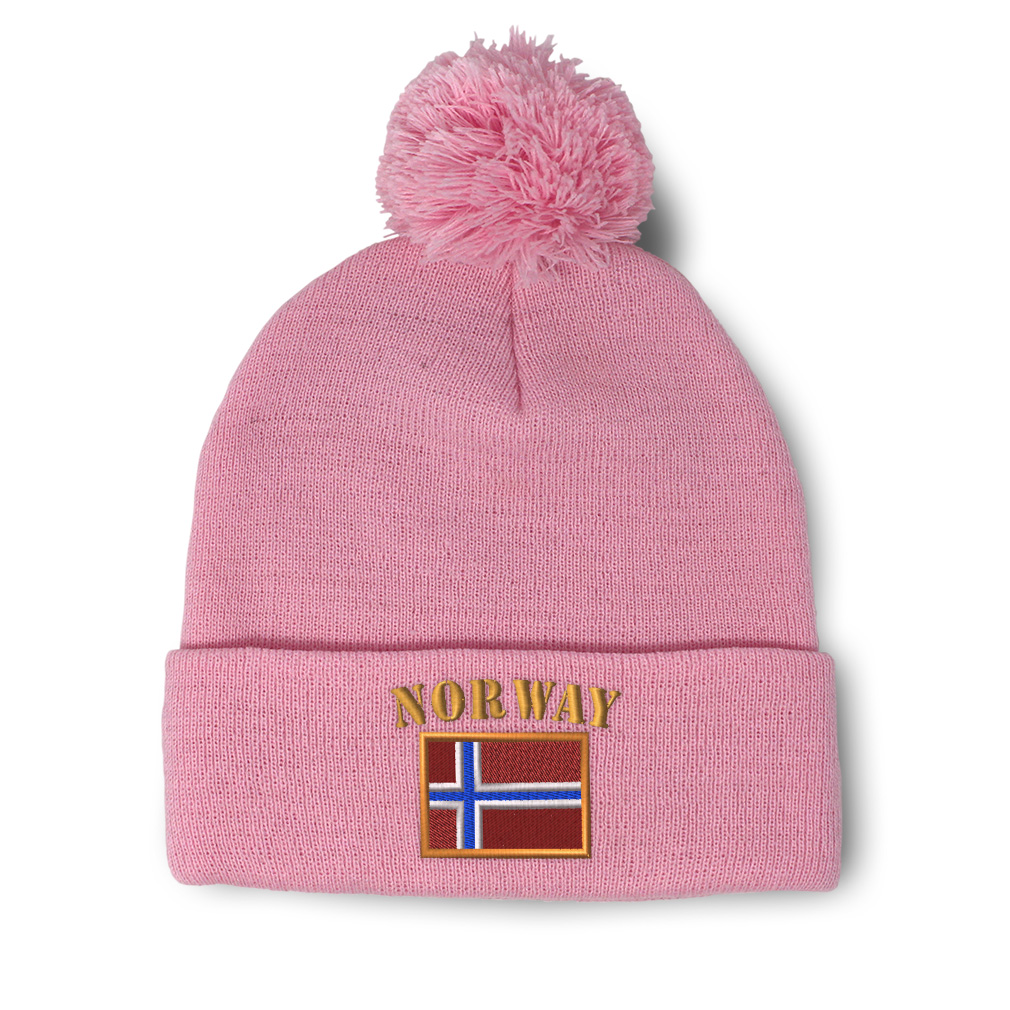 Pom Pom Beanies for Women Norway Flag Embroidery Winter Hats for Men ...