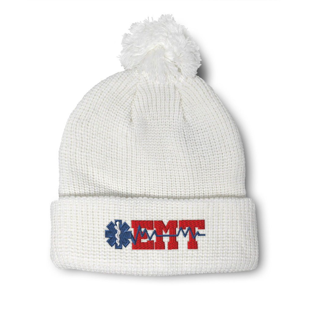 Pom Pom Beanies for Women Emt Paramedic Embroidery Winter Hats for Men ...