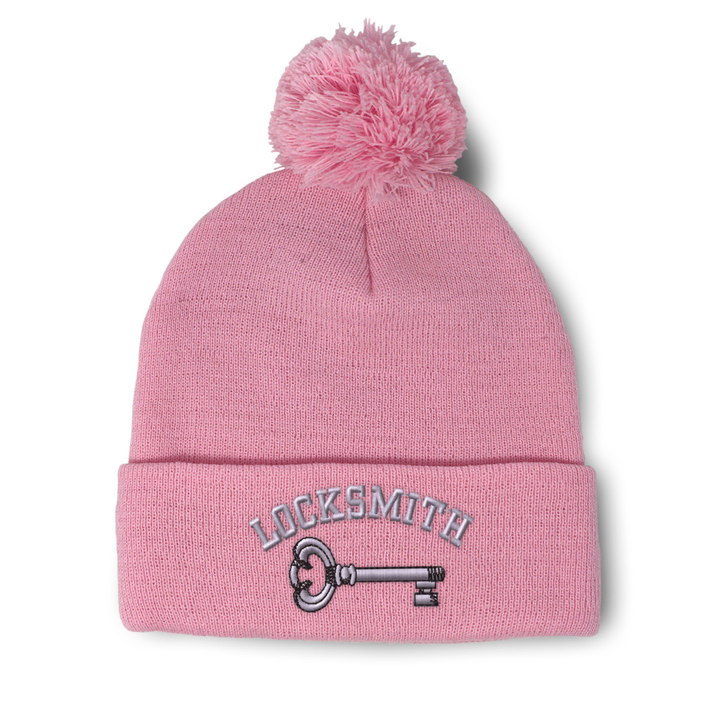 Pom Pom Beanies for Women Locksmith Embroidery Winter Hats for Men ...