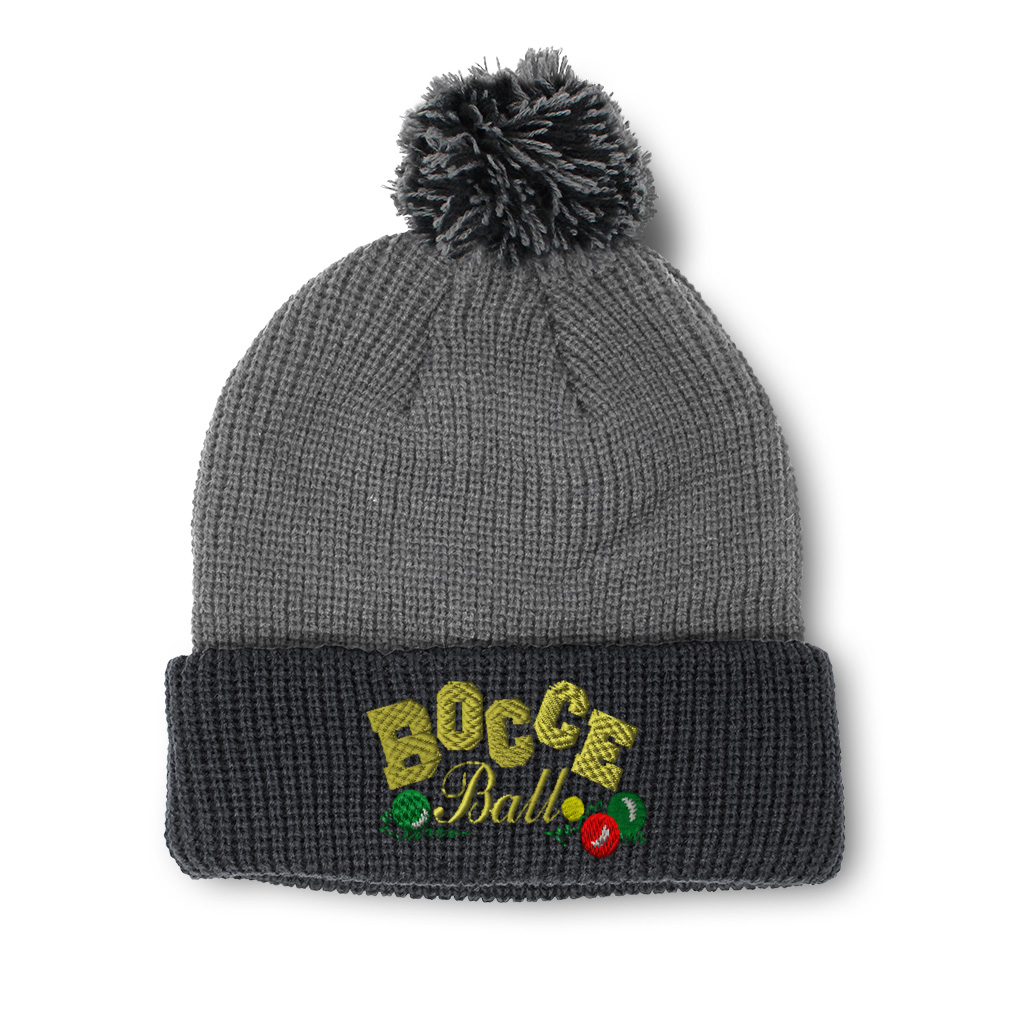 Pom Pom Beanies for Women Bocce Ball Embroidery Winter Hats for Men ...