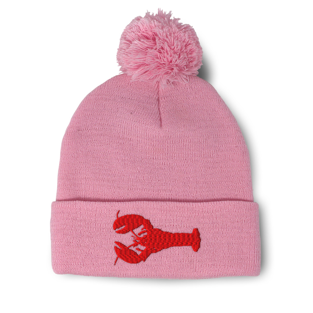 Pom Pom Beanies for Women Lobster B Embroidery Winter Hats for Men ...